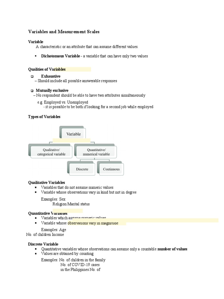 Variables and Measurement Scales | PDF | Level Of Measurement ...