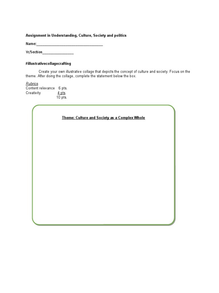 Culture and Society Collage Assignment | PDF | Cognition | Communication
