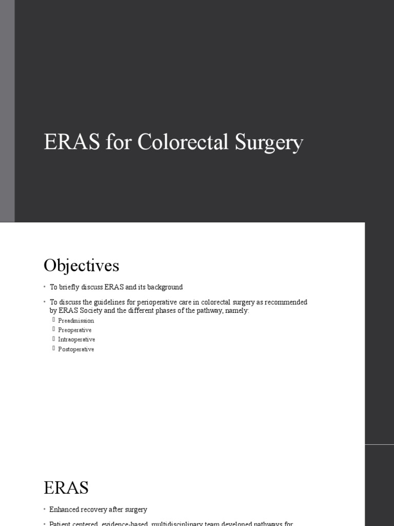 ERAS For Colorectal Surgery | PDF | Anesthesia | Surgery