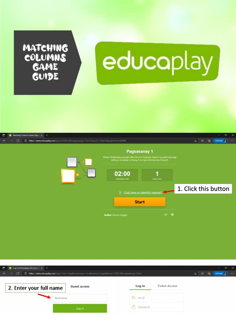 Matching Columns Game Guide in Educaplay | PDF