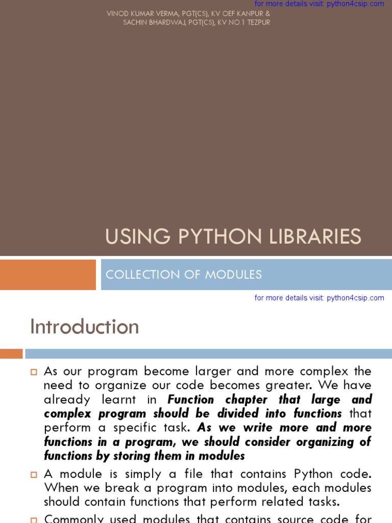 Using Python Libraries2r Pdf Modular Programming Python Programming Language 
