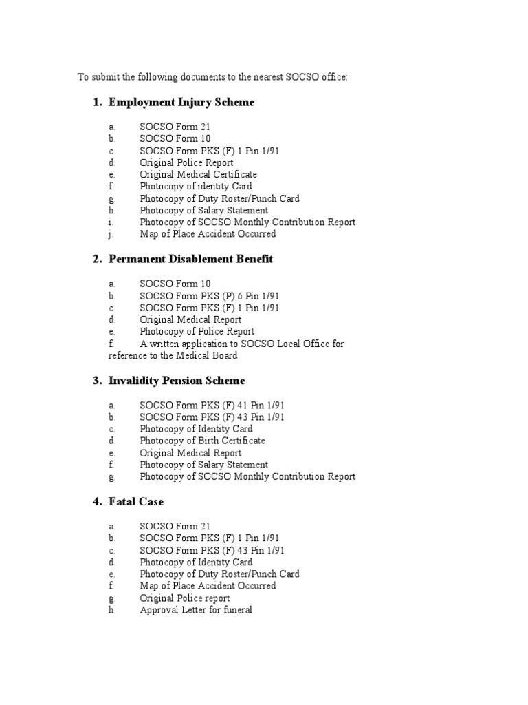 Socso Procedures | PDF | Death Certificate | Identity Document