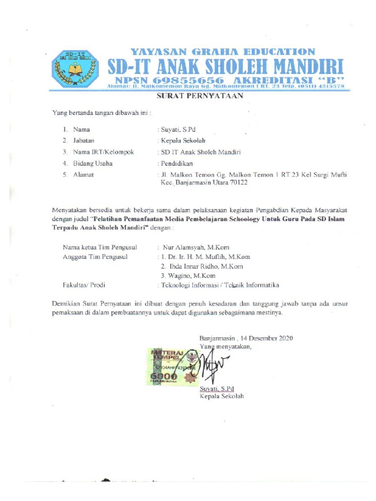 Surat Kesediaan Mitra 2 | PDF