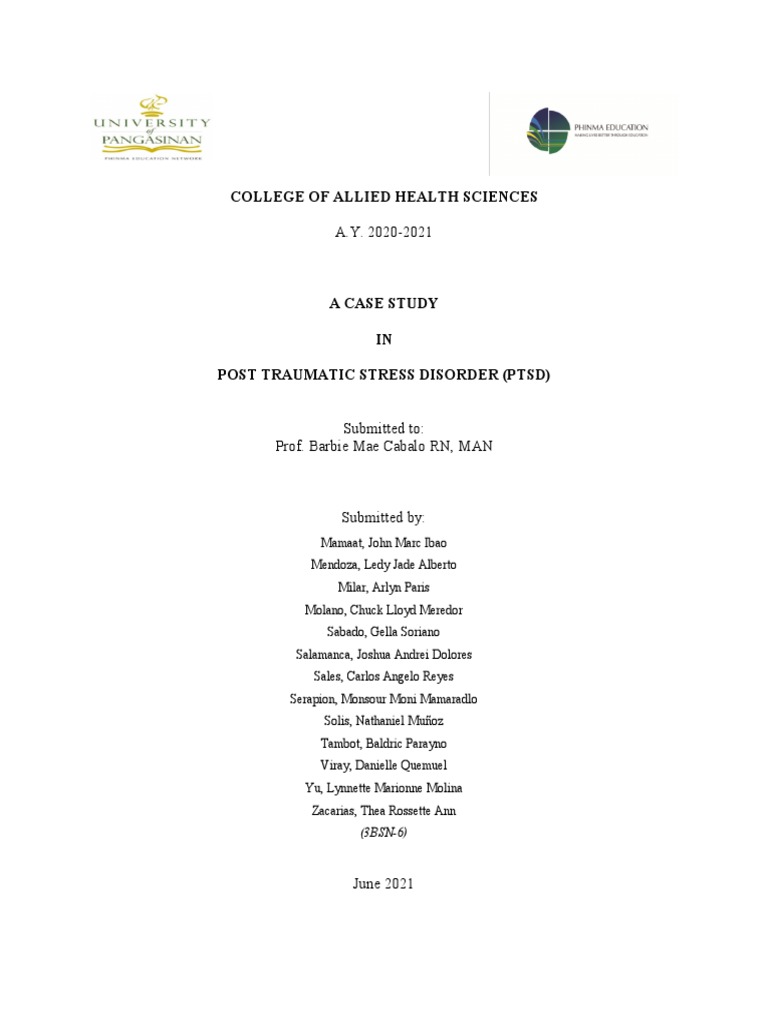 PTSD Case Study 3bsn 6 | PDF | Psychological Trauma | Generalized ...