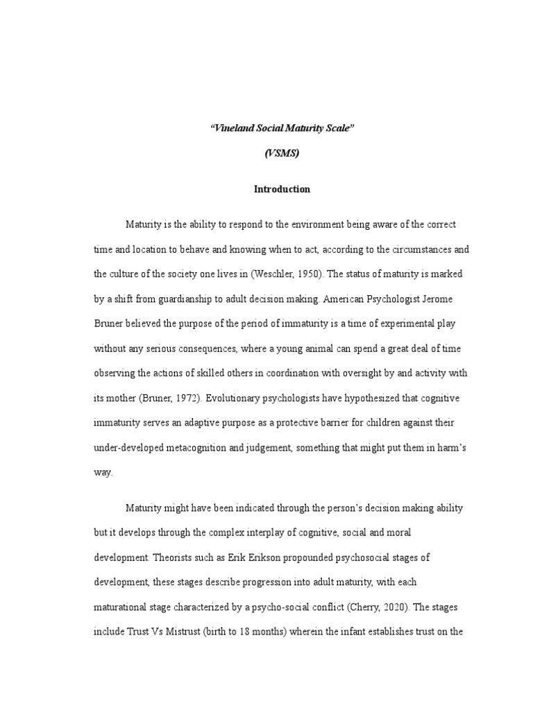 Vineland Social Maturity Scale | PDF | Behavioural Sciences | Cognition