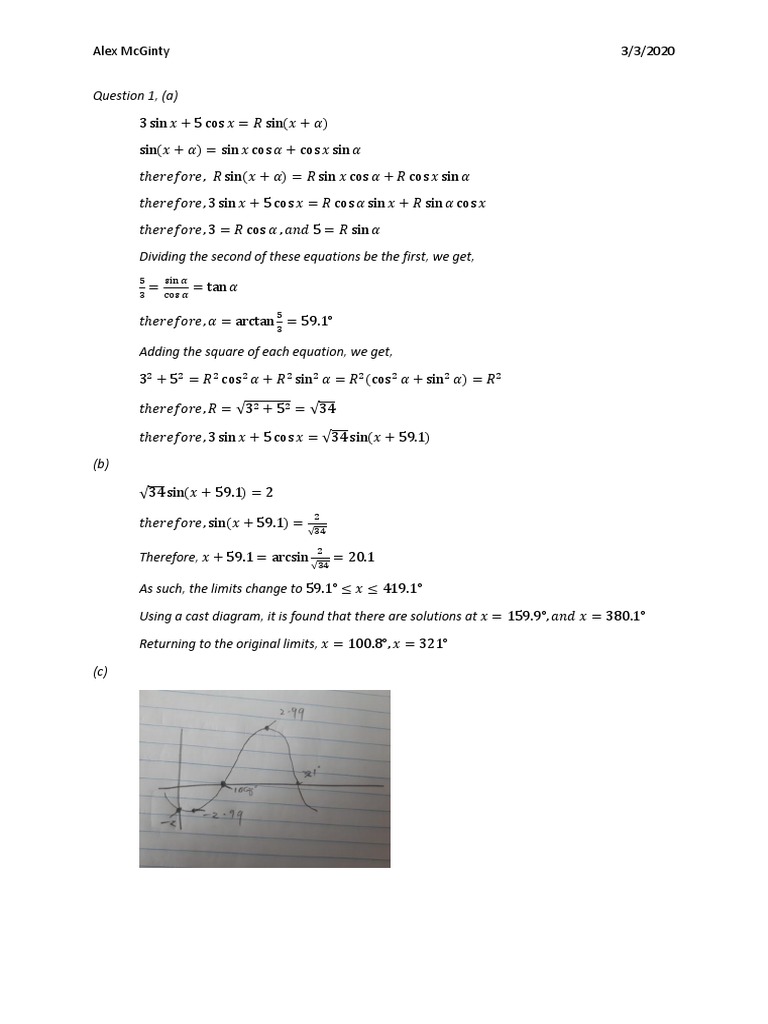 Assignment2 2020 | PDF | Trigonometric Functions | Mathematical Analysis