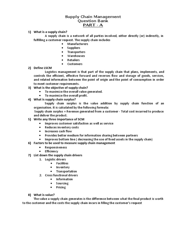 An Overview of Key Supply Chain Management Concepts Assessed in a ...