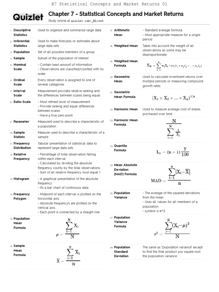 R7 Statistical Concepts and Market Returns | Download Free PDF ...