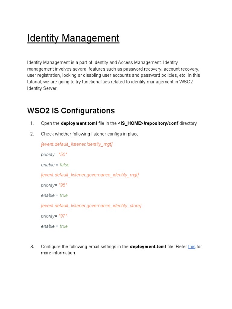 Identity Management: WSO2 IS Configurations | PDF | Password | User ...