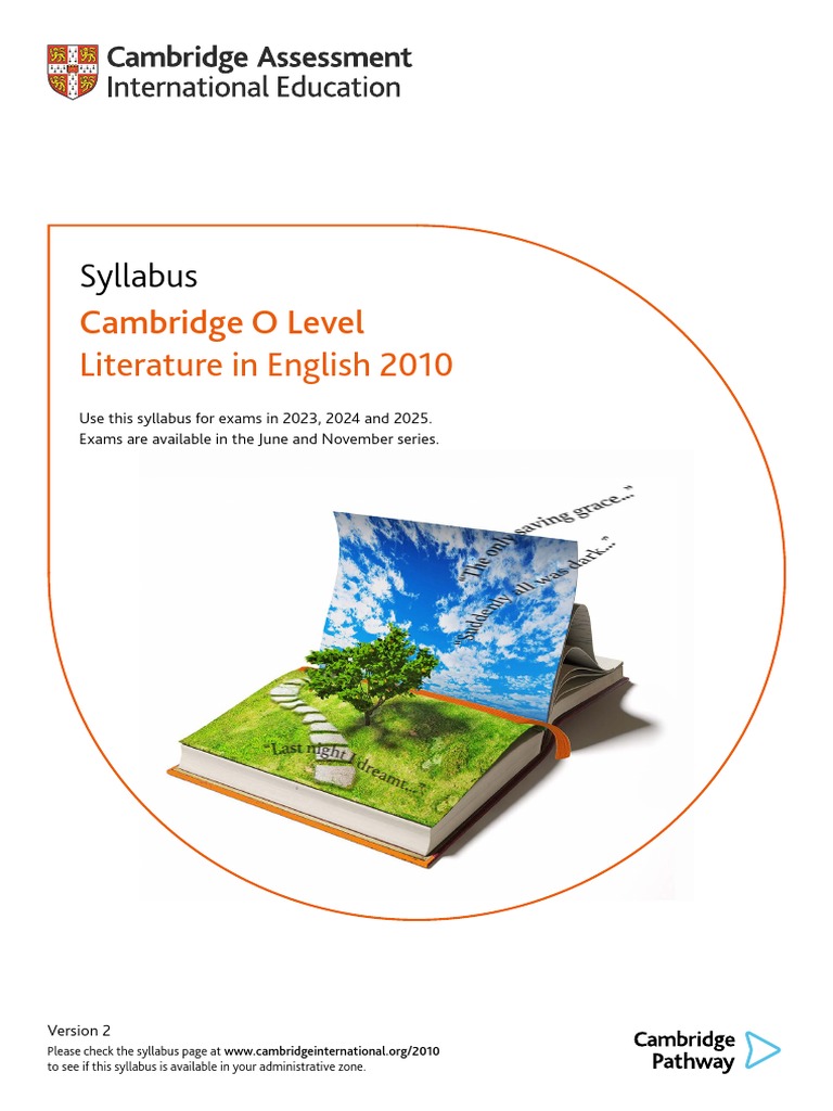 Syllabus: Cambridge O Level Literature in English 2010 | PDF | Learning ...