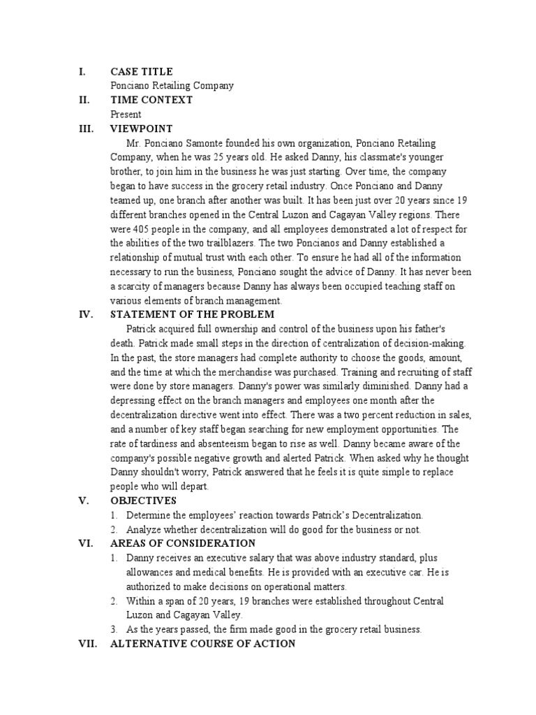 I. Case Title II. Time Context Iii. Viewpoint | PDF | Decentralization ...