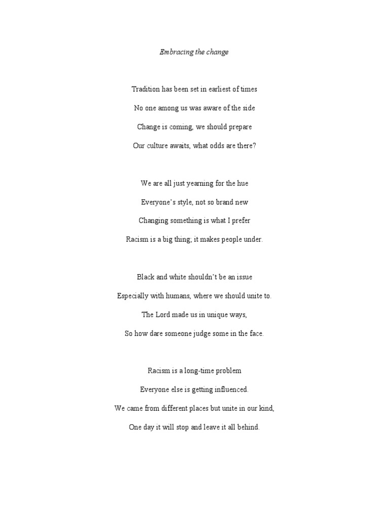Cultural Racism Poem | PDF | Social Science