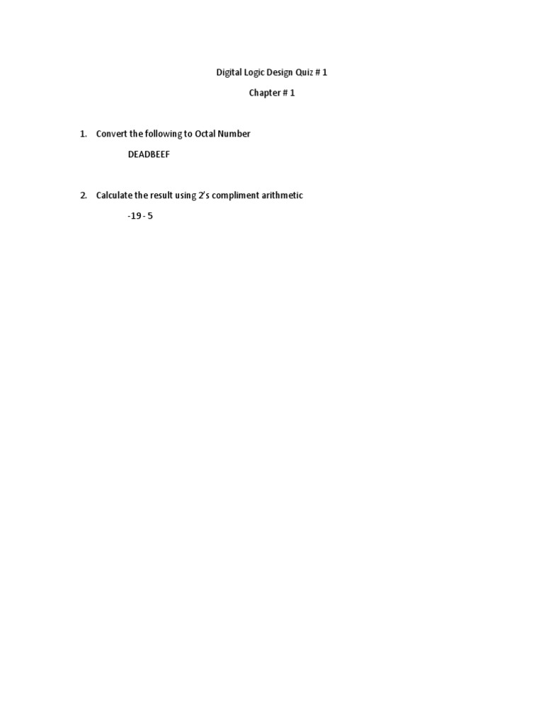 Digital Logic Design Quiz # 1 Chapter # 1 | PDF | Computers