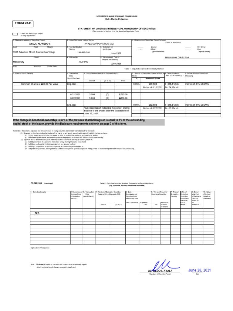 SEC Form 23-B (AIA) - 6.22.2021 - Amended AIA Signed | PDF | Securities ...