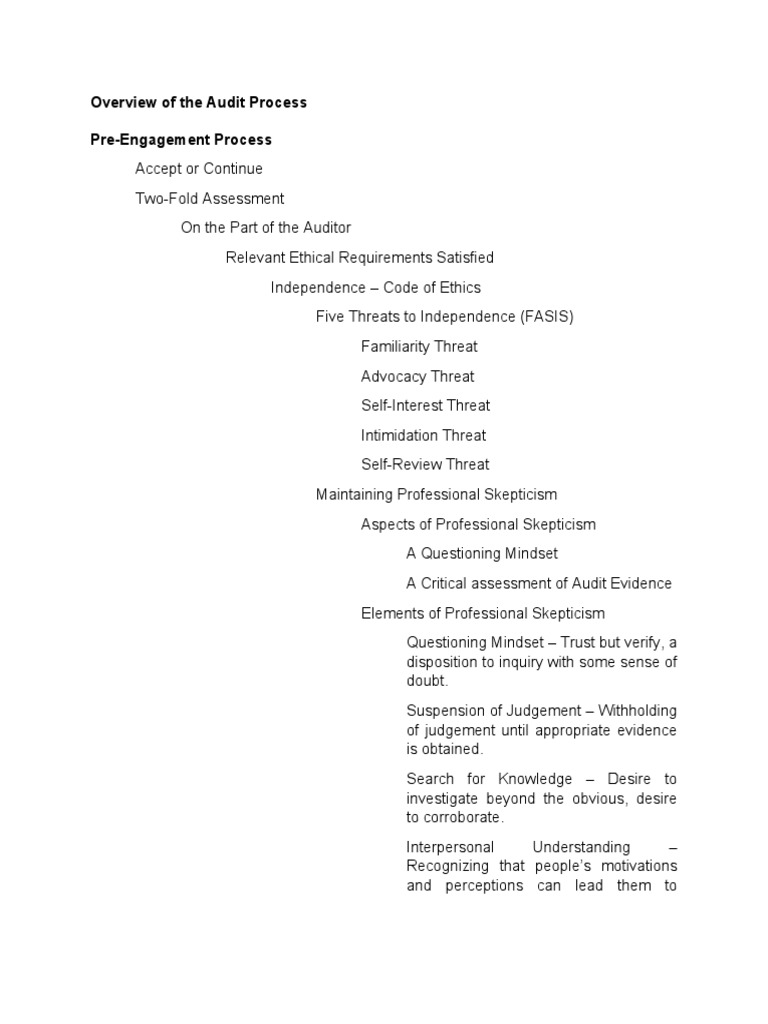 Overview of The Audit Process Pre-Engagement Process | PDF | Audit ...