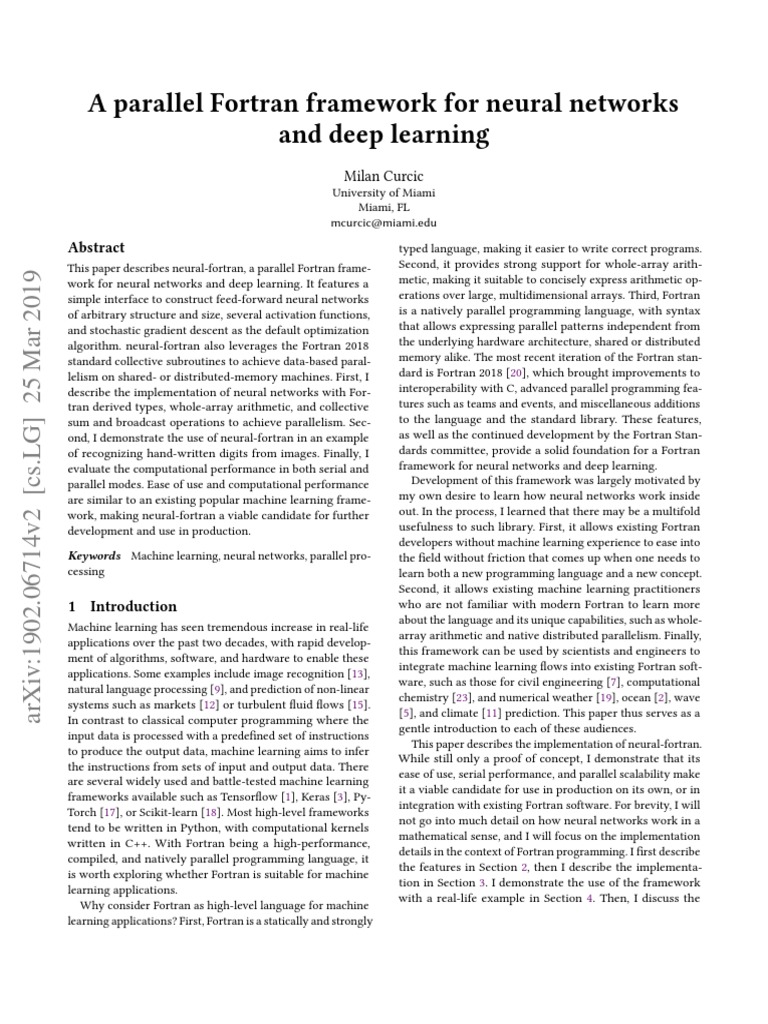 A Parallel Fortran Framework For Neural Networks and Deep Learning ...