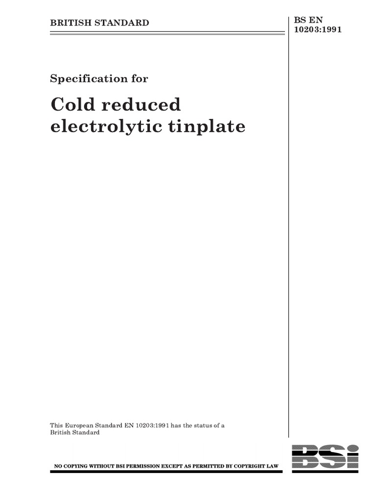 BS en 10203-1991 (1999) | PDF | Sheet Metal | Engineering Tolerance