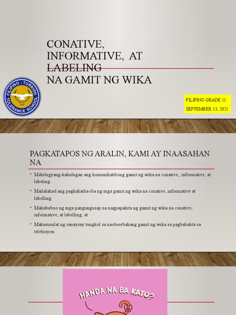 Grade 11 - Conative, Informative at Labeling Na Gamit NG Wika | PDF