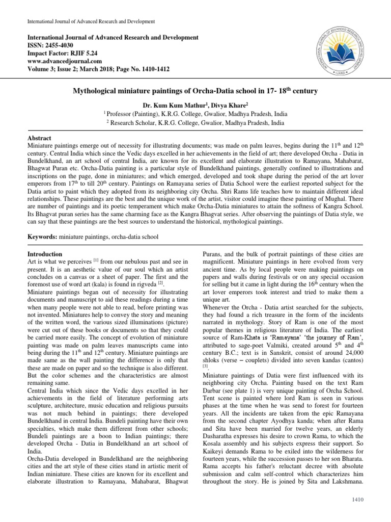 Mythological Miniature Paintings of Orcha-Datia School in 17-18 Century ...