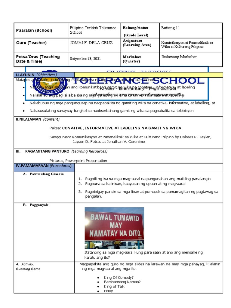 Grade 11 - Lesson Plan | PDF