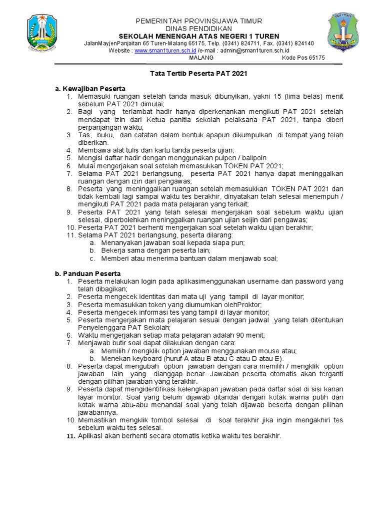 Tatib Peserta PAT | PDF