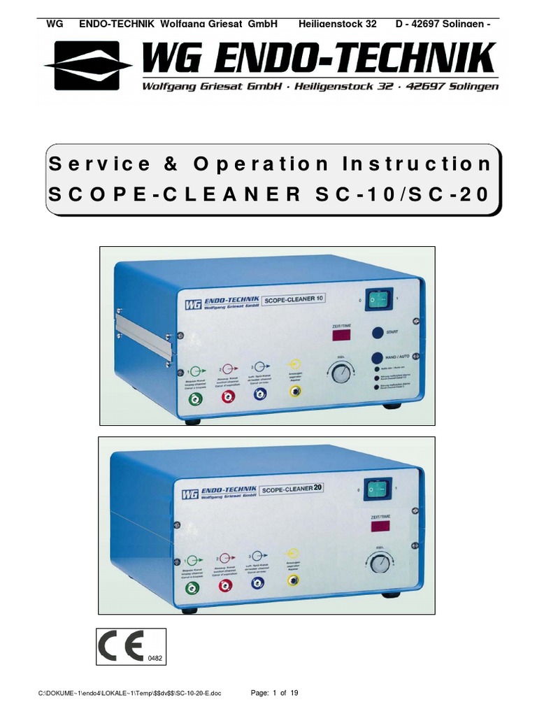 Service&Operationinstruction Scope-Cleanersc-10/Sc-20 | PDF | Endoscopy