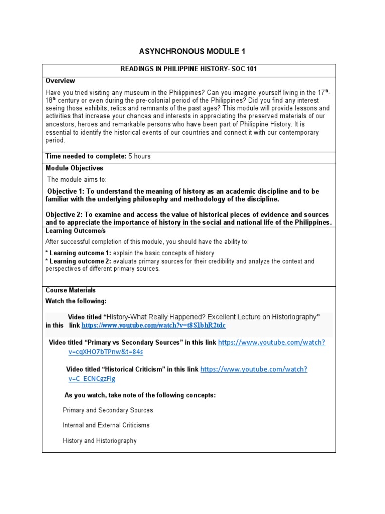Asynchronous Module 1: V Cqxho7Btpnw&T 84S V C - Ecncgzflg | PDF | Primary Sources | Historiography