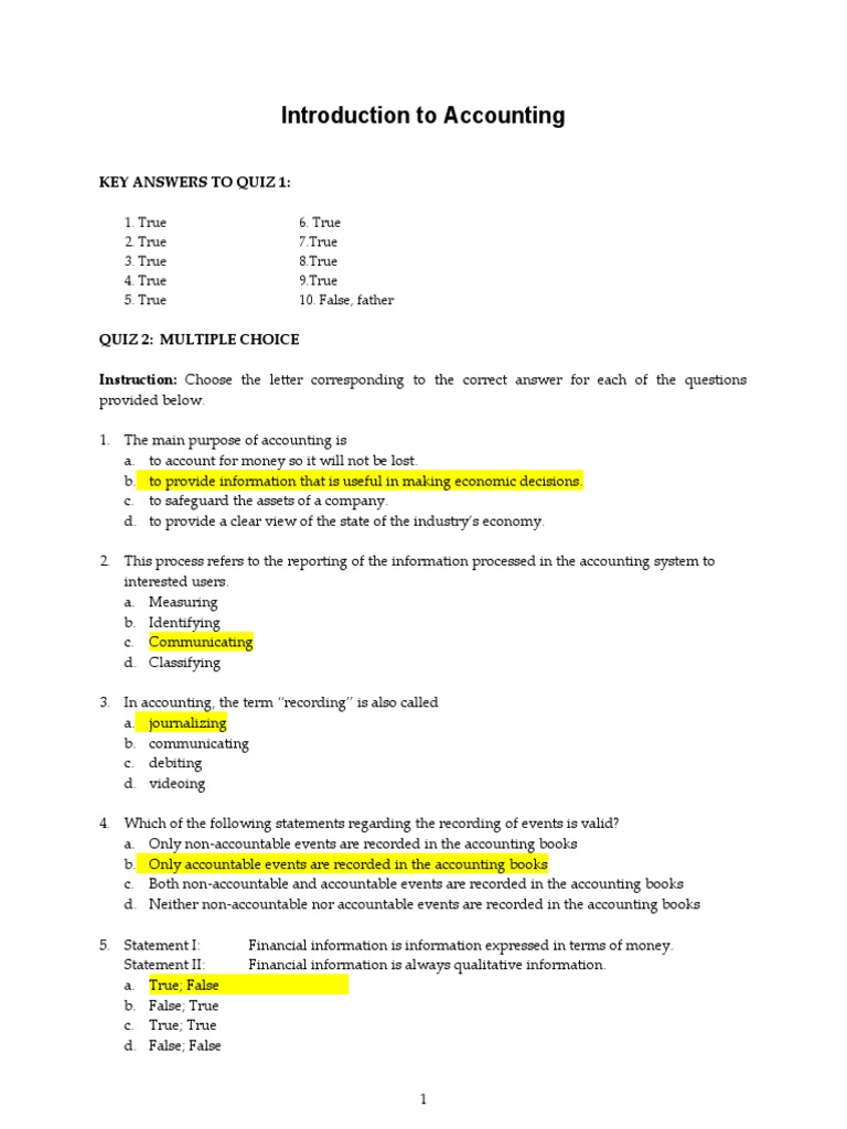 Introduction To Accounting With Answers by Alagangwency | PDF ...