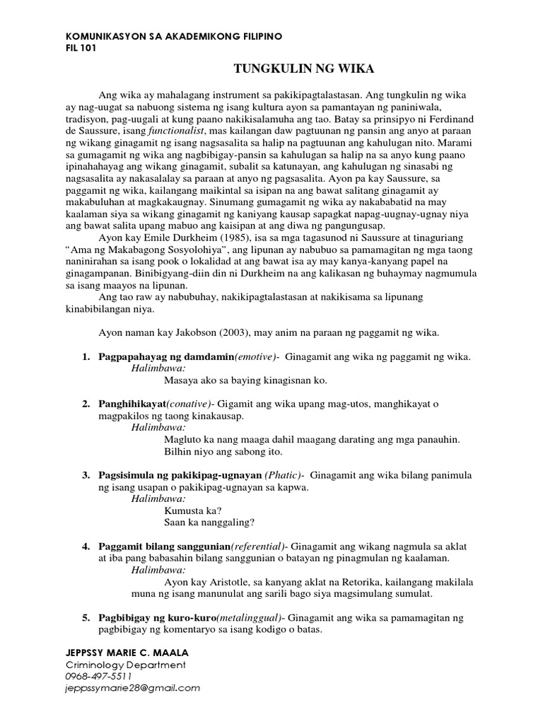 Tungkulin NG Wika | PDF