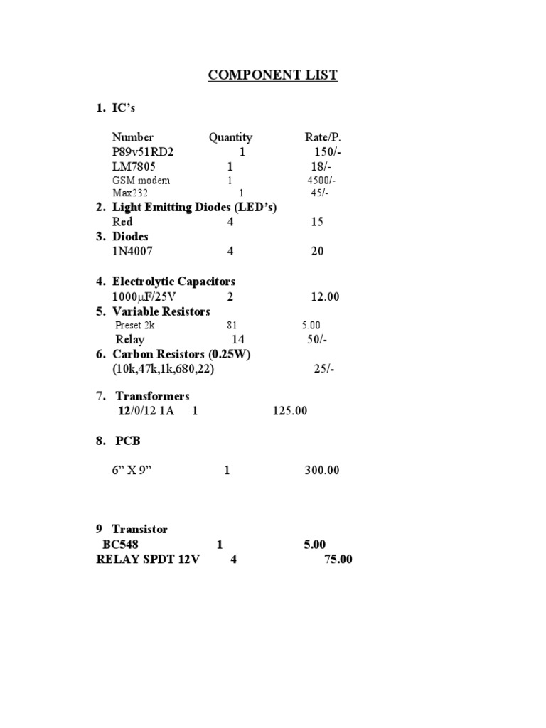 Electronic Components Price List | PDF | Technology & Engineering