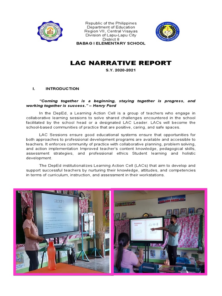 Lac Narrative Report: Babag I Elementary School | PDF | Teachers | Learning