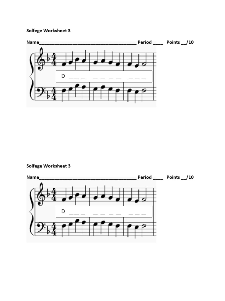 Solfege Worksheet 3 Name - Period - Points - /10 | PDF | Career ...