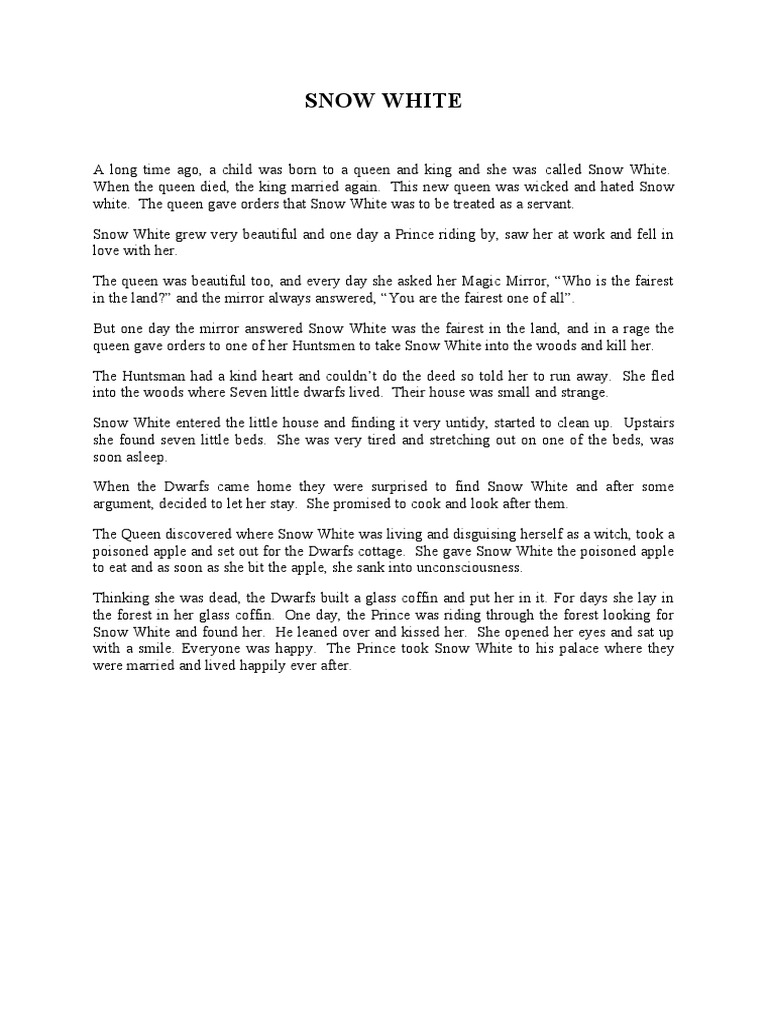 Snow White: A Timeless Fairy Tale | PDF | Mystery, Thriller & Crime Fiction