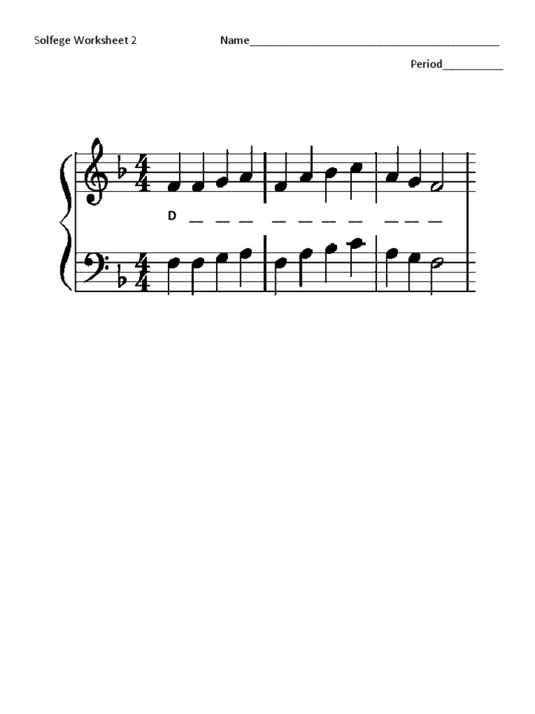 Solfege Worksheet 2 Name - Period | PDF