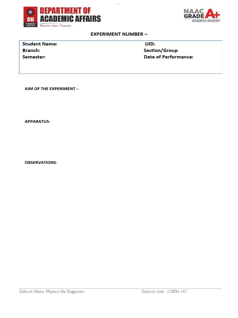 Experiment Number - Student Name: Uid: Branch: Section/Group Semester: Date of Performance | PDF ...