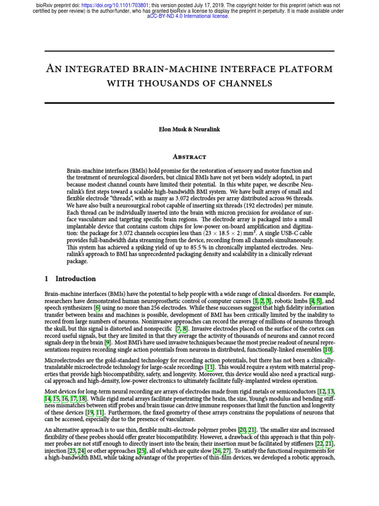 An Integrated Brain-Machine Interface Platform With Thousands of ...