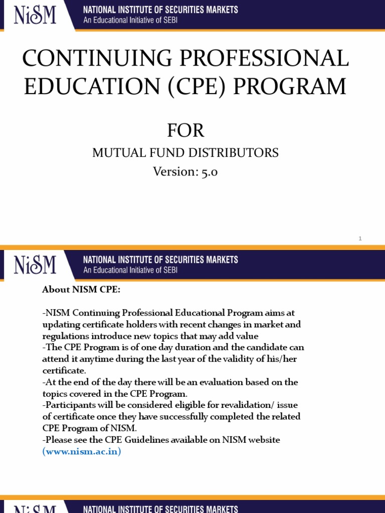 Nism Series V A Mfd Cpe Pdf Exchange Traded Fund Mutual Funds
