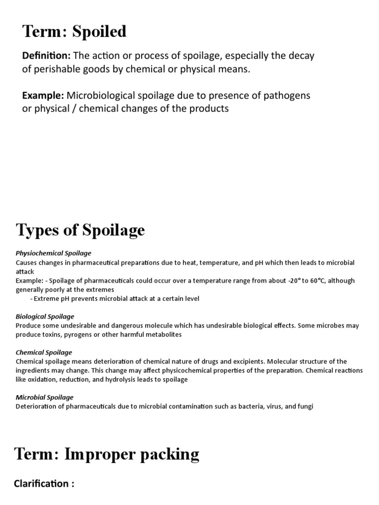 Spoiled and Improper Packing | PDF | Decomposition | Microorganism