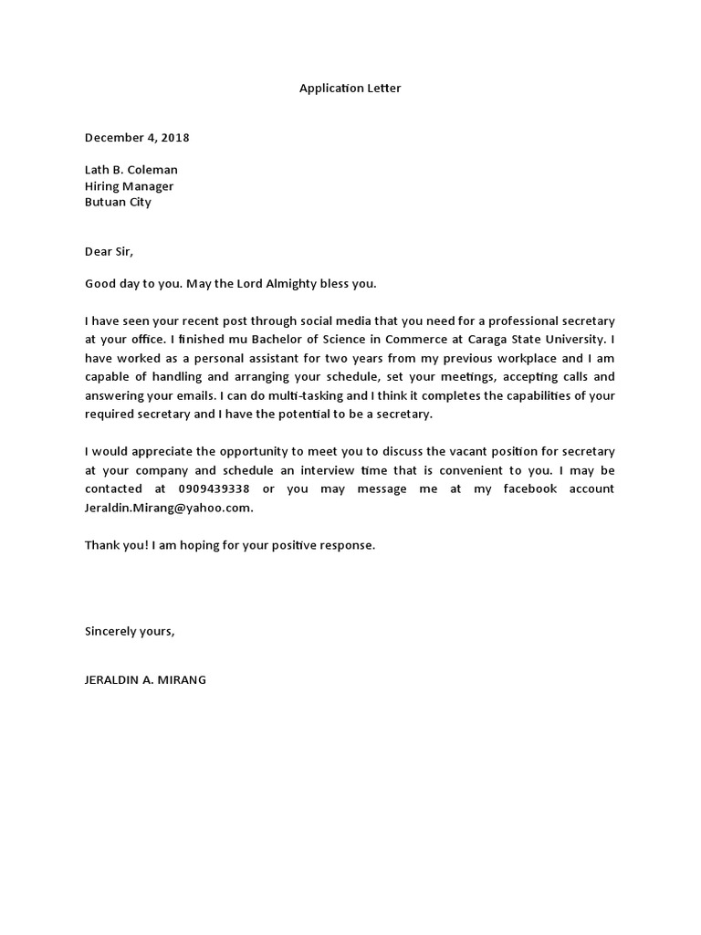 Application Letter | PDF