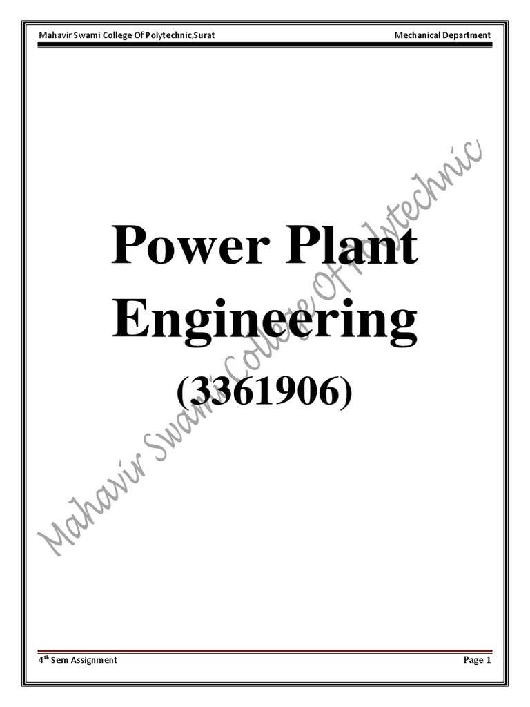 Power Plant Engineering: Mahavir Swami College of Polytechnic, Surat Mechanical Department ...
