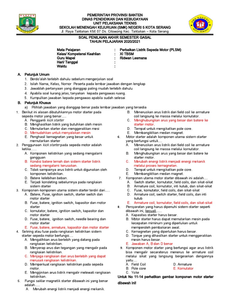 Soal Pts Pilihan Ganda PLSM 2020 | PDF