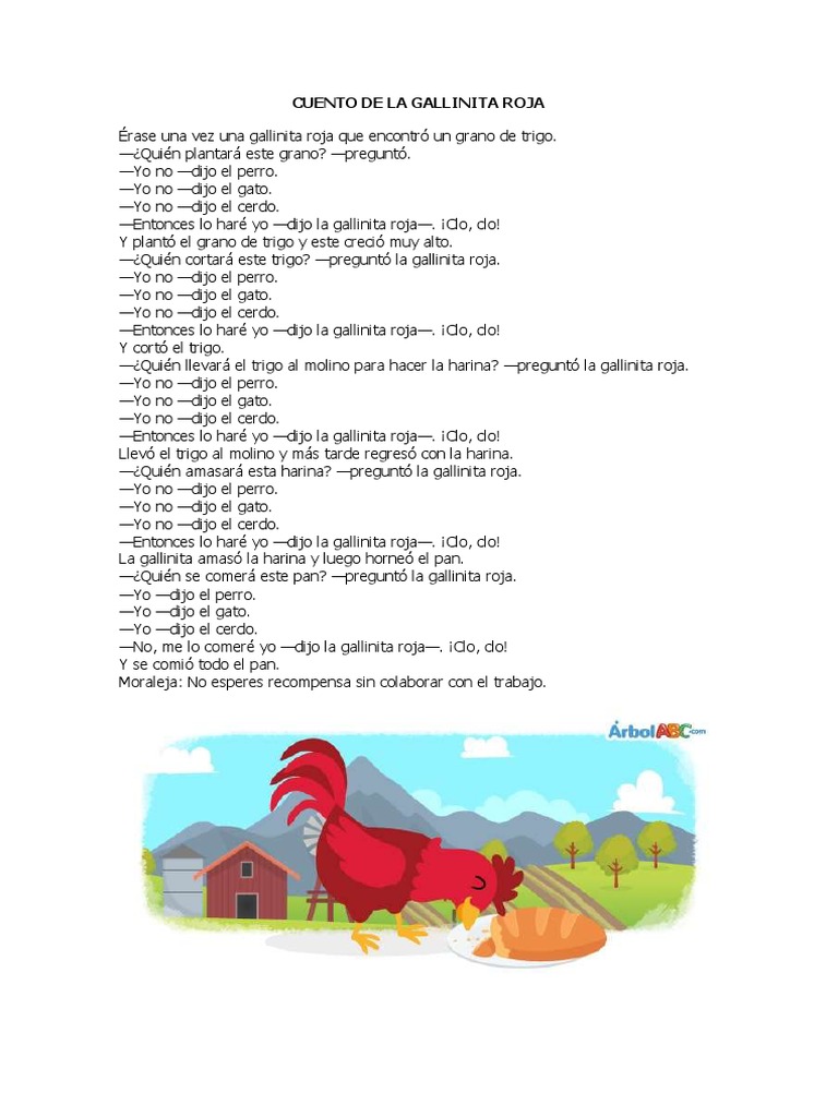 Cuento de La Gallinita Roja | PDF