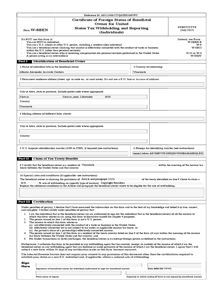 Formulario Amazon para Escritores | Download Free PDF | Tax Treaty ...