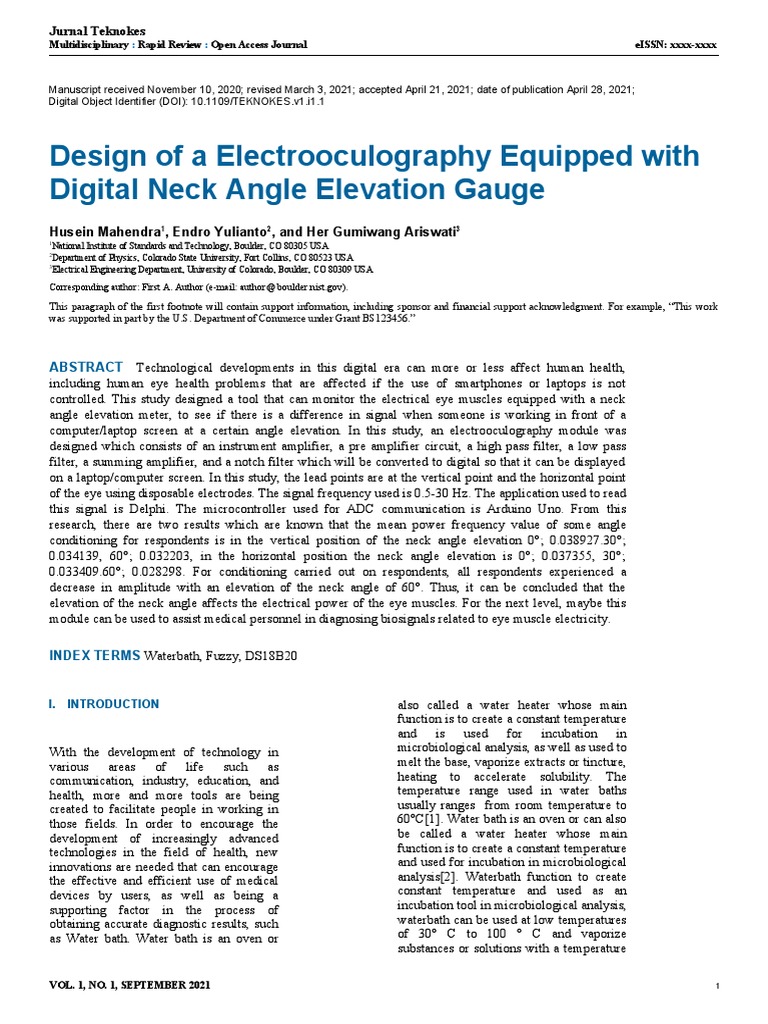 Design of A Electrooculography Equipped With Digital Neck Angle ...