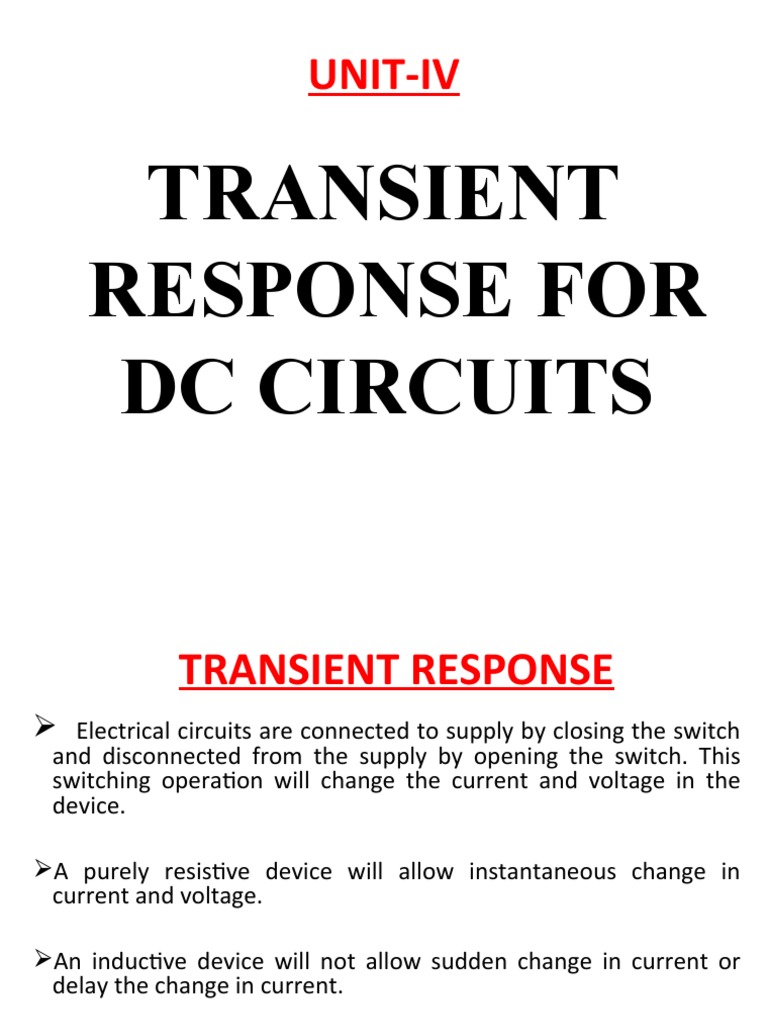 Transient Response For DC Circuits: Unit-Iv | PDF | Electrical Network ...