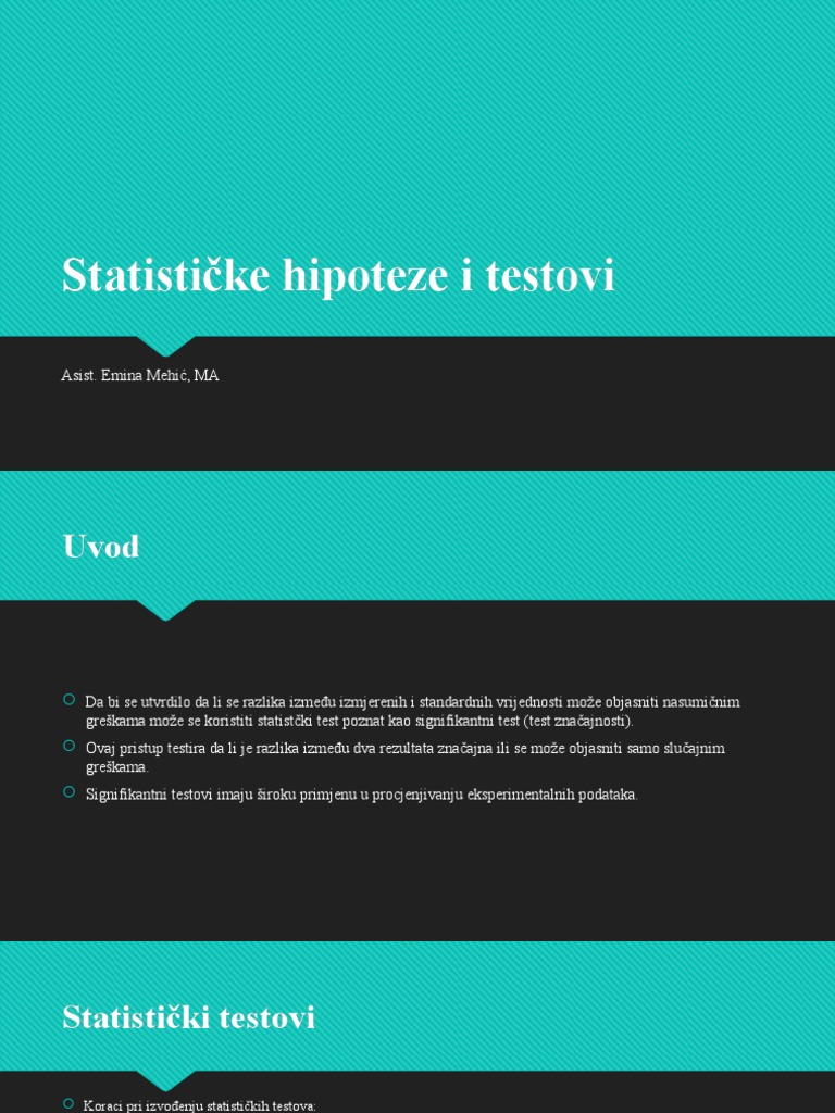 Statističke Hipoteze I Testovi | PDF