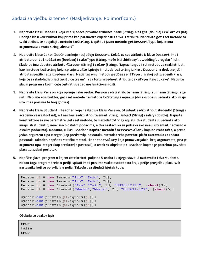 Zadaci Za Vjezbu 04 | PDF