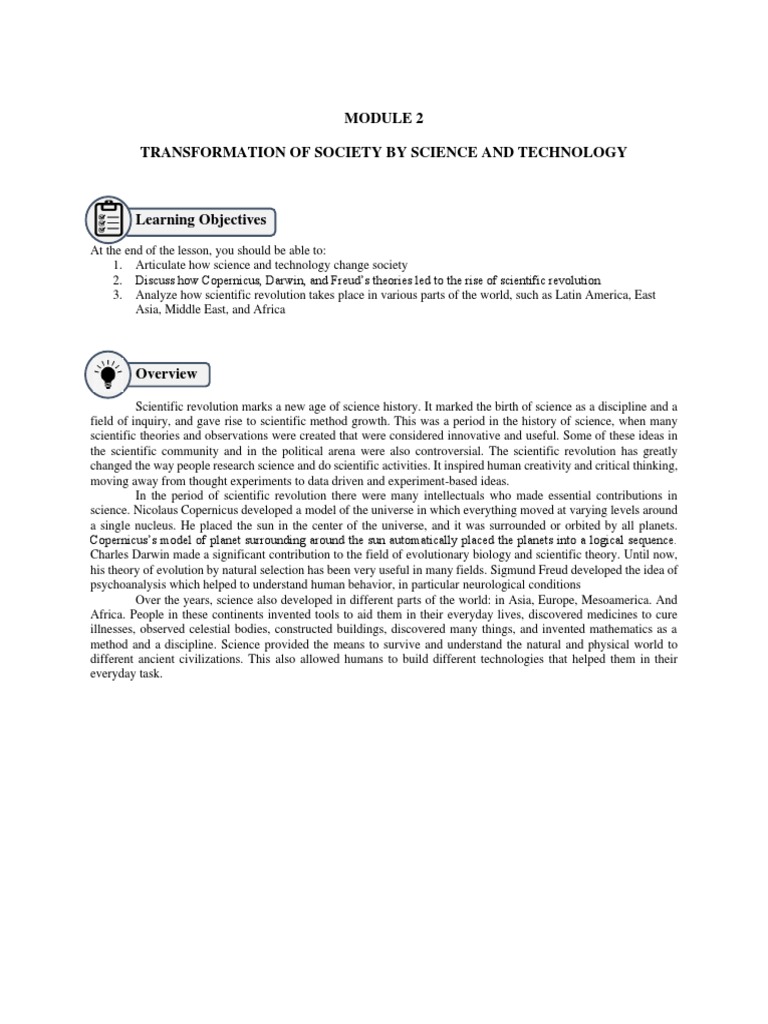 Transformation of Society by Science and Technology | PDF | Science ...