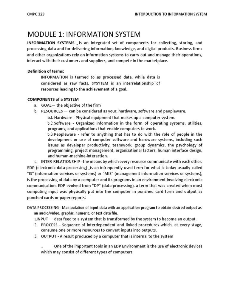 Module 1. Introduction To Information System | PDF | Computer Data ...