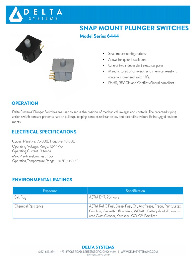 Delta Systems Snap Mount 6444 Plungers | PDF
